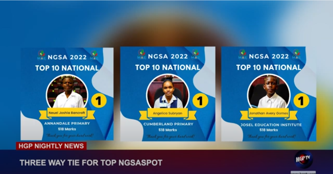 THREE-WAY TIE FOR TOP NGSA SPOT - HGPTV - Guyana's Nightly News and ...