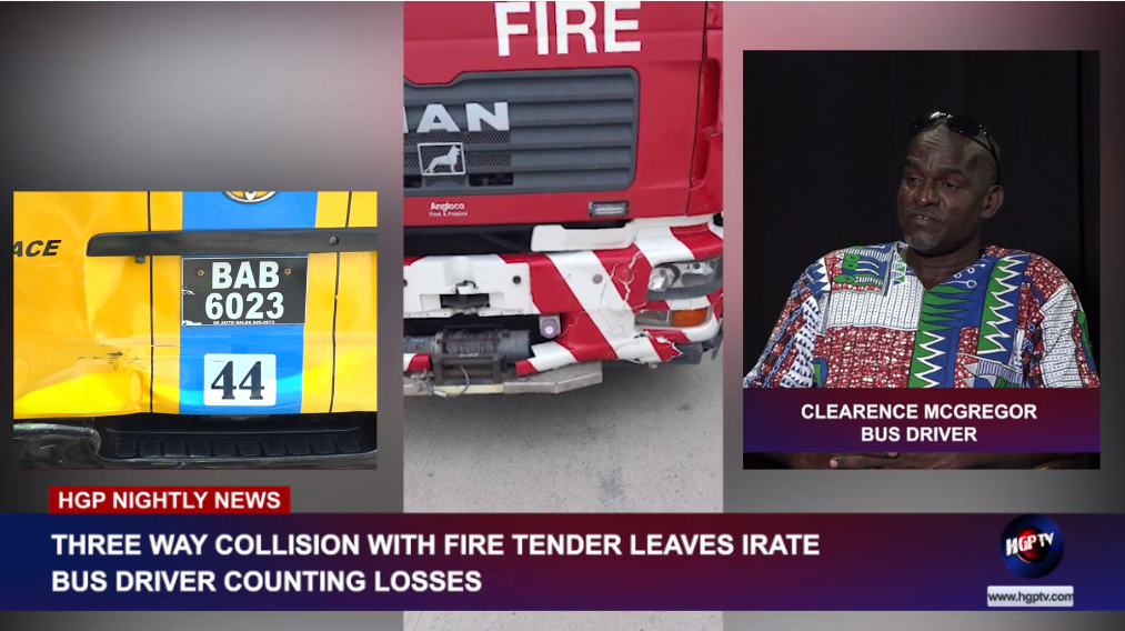 THREE-WAY COLLISION WITH FIRE TENDER LEAVES IRATE BUS DRIVER COUNTING ...