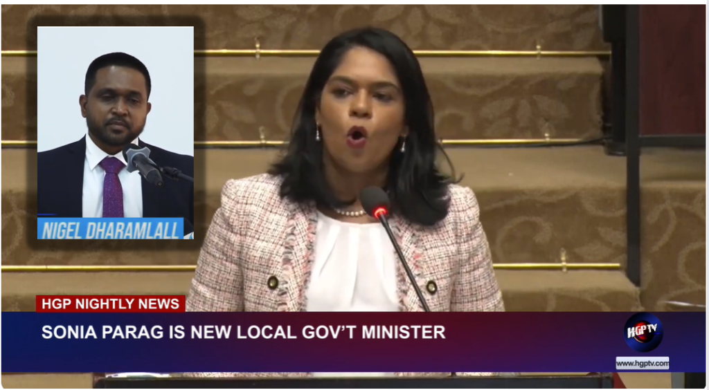 SONIA PARAG IS NEW LOCAL GOV’T MINISTER - Guyana Nightly News- HGPTV